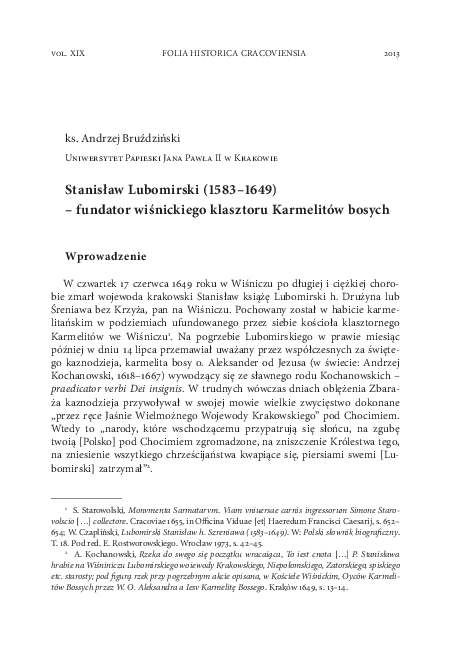 (PDF) Stanisław Lubomirski (1583–1649) – fundator wiśnickiego klasztoru ...