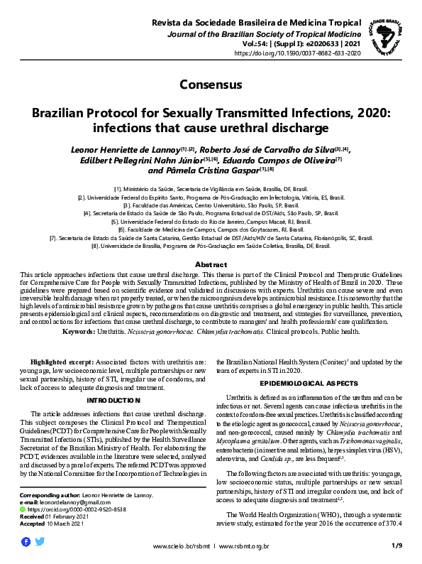 (PDF) Brazilian Protocol for Sexually Transmitted Infections, 2020: infections that cause ...