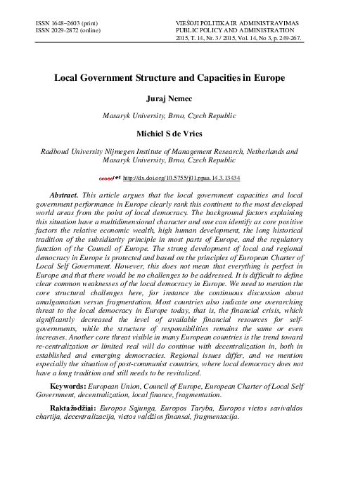 (PDF) Local Government Structure and Capacities in Europe