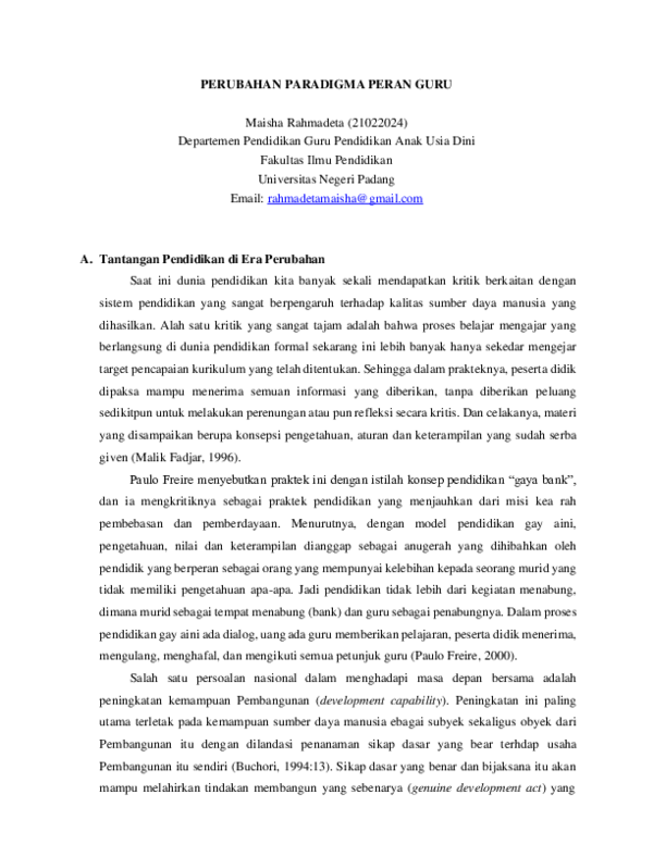 (PDF) PERUBAHAN PARADIGMA PERAN GURU