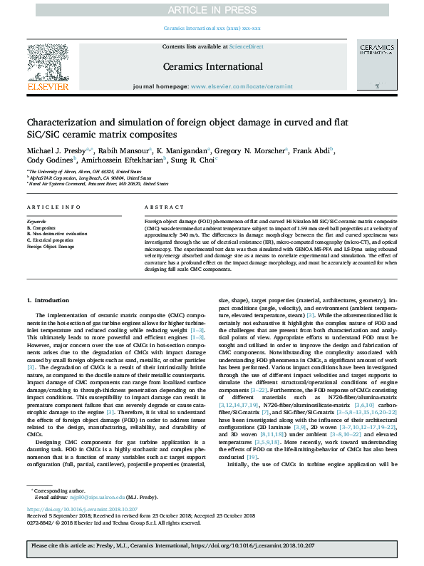 (PDF) Characterization and simulation of foreign object damage in ...