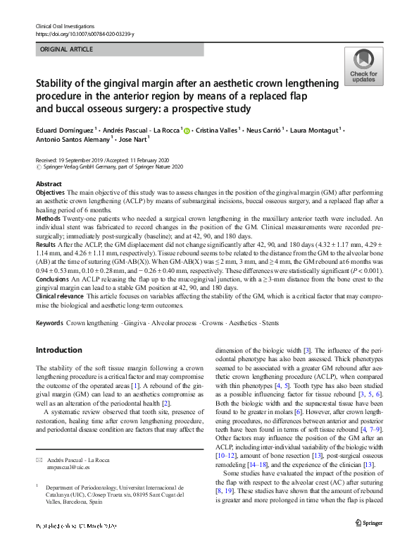 (PDF) Stability of the gingival margin after an aesthetic crown ...