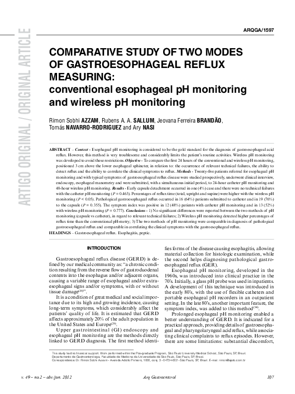 (PDF) Comparative study of two modes of gastroesophageal reflux ...