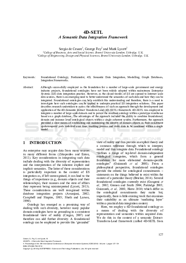 (PDF) 4D-SETL - A Semantic Data Integration Framework