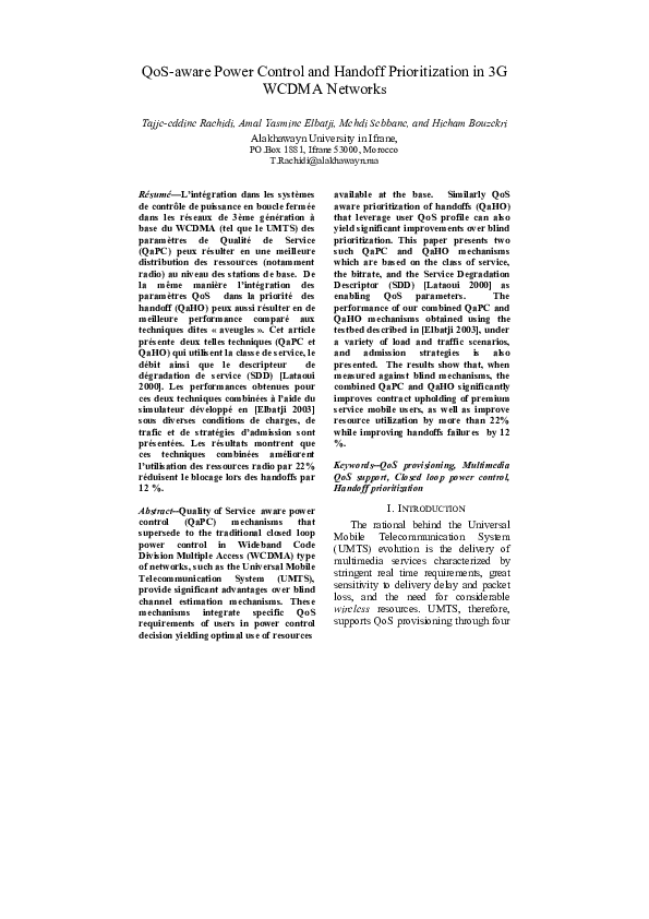 (PDF) QoS-Based Power Control in WCDMA Networks