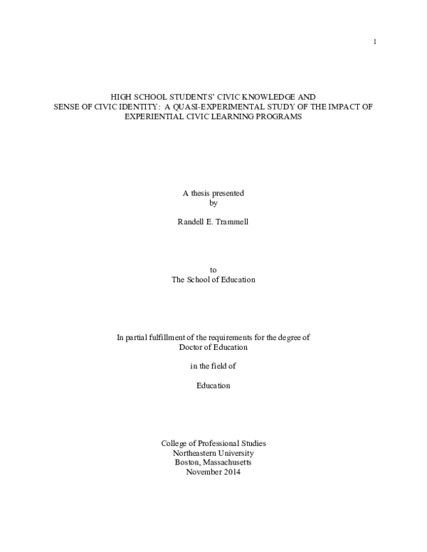 (PDF) High school students' civic knowledge and sense of civic identity