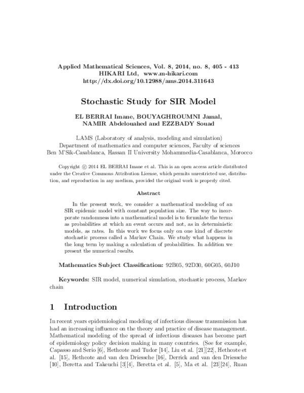 Stochastic study for SIR model