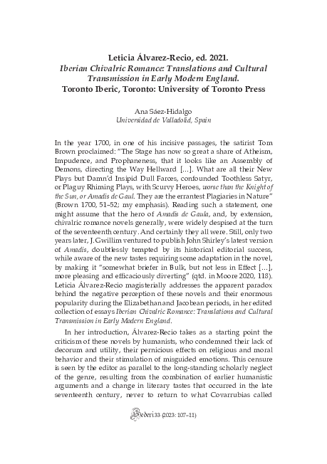 (PDF) Ana Sáez-Hidalgo. Review of Leticia Álvarez-Recio, ed. Iberian ...