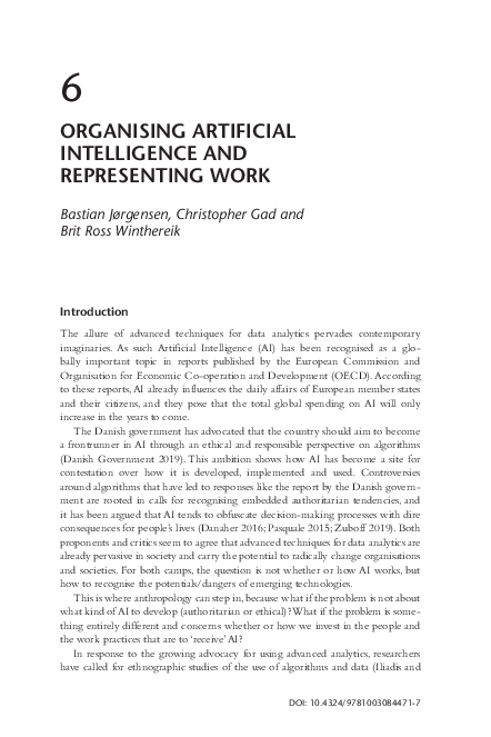 (PDF) Organising Artificial Intelligence and Representing Work