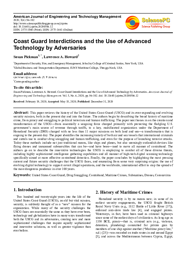 (PDF) Coast Guard Interdictions and the Use of Advanced Technology by ...