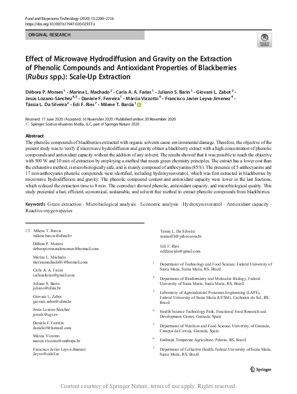 (PDF) Effect of Microwave Hydrodiffusion and Gravity on the Extraction ...
