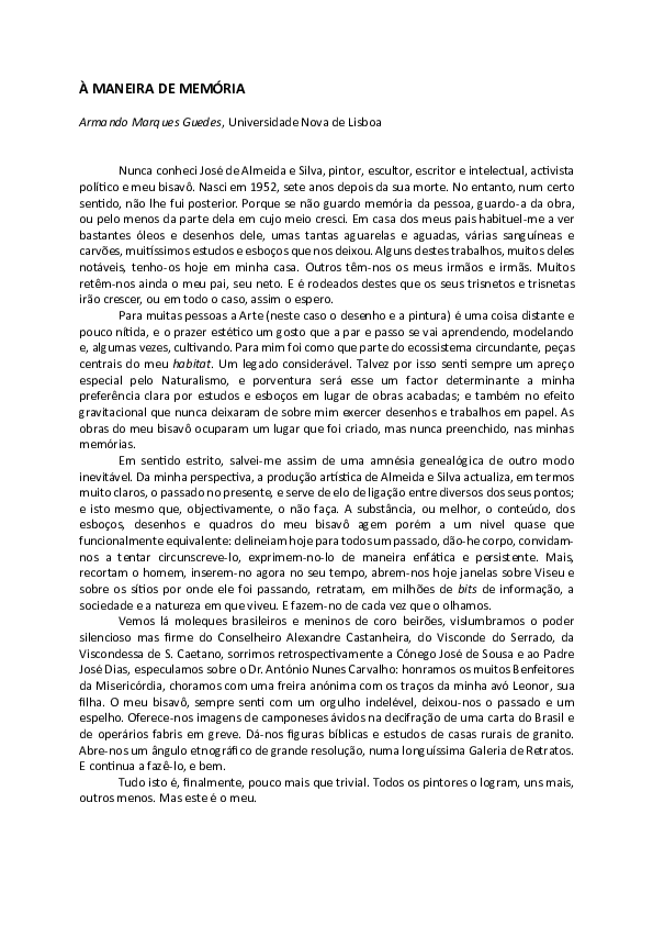 (PDF) Armando Marques Guedes (1995), À MANEIRA DE MEMÓRIA, in José de ...