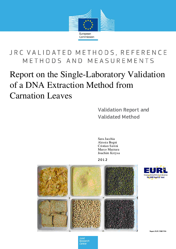 (PDF) Report on the Single-Laboratory Validation of a DNA Extraction Method from Carnation ...