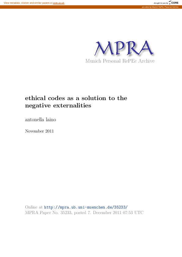 (PDF) I codici etici come soluzione alle esternalità negative [ethical ...