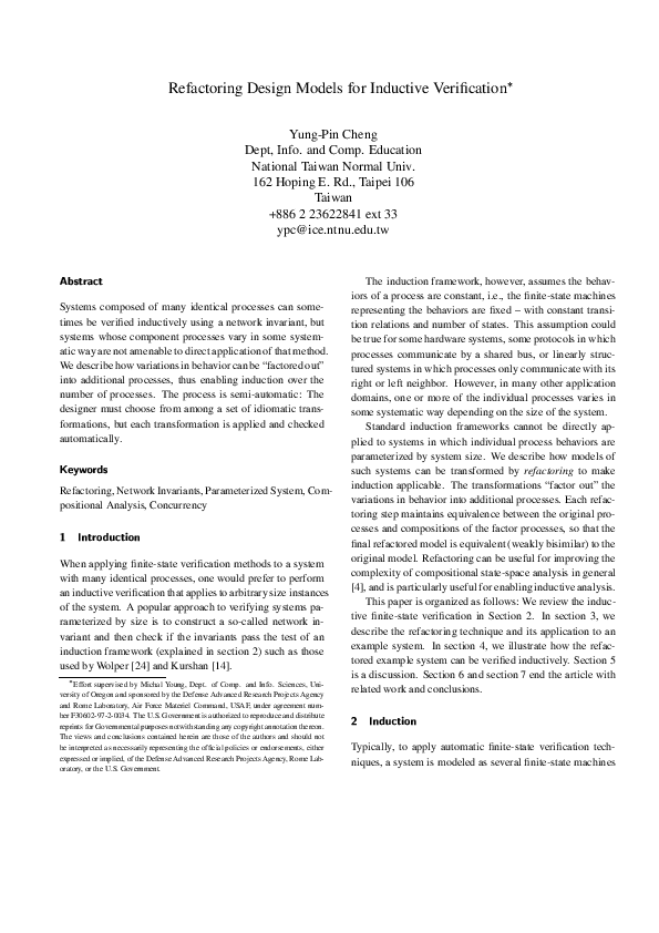 (PDF) Refactoring design models for inductive verification