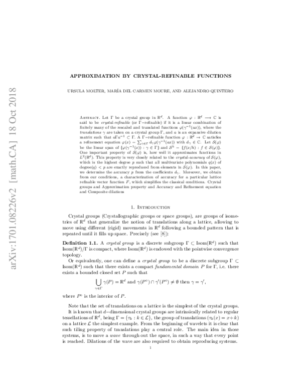 (PDF) Approximation by crystal-refinable functions