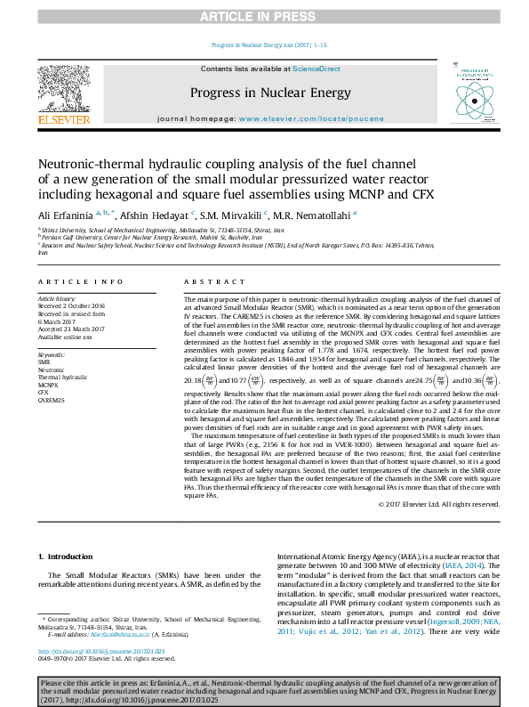 (PDF) Neutronic-thermal hydraulic coupling analysis of the fuel channel of a new generation of ...