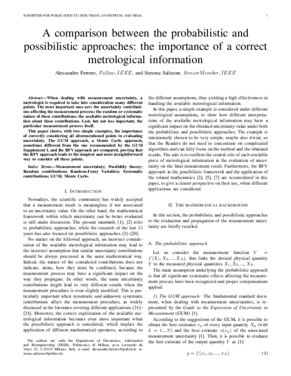 (PDF) A Comparison Between the Probabilistic and Possibilistic Approaches: The Importance of a ...