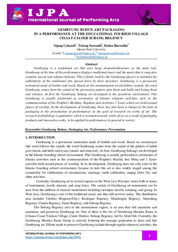 (PDF) Gembyung Buhun Art Packaging in a Performance at the Educational ...