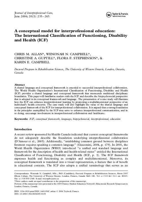 (PDF) A conceptual model for interprofessional education: The ...