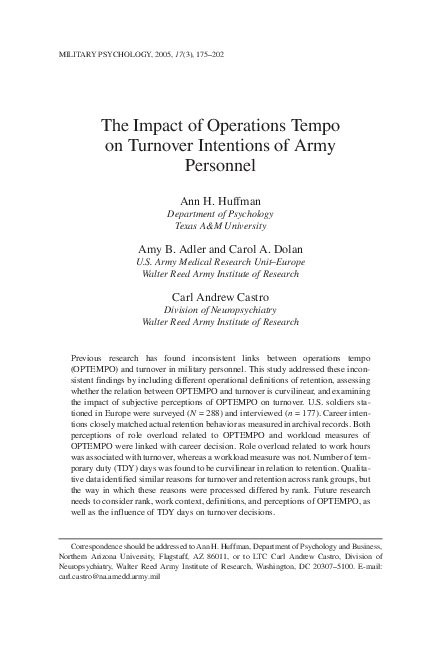 (PDF) The Impact Of Operations Tempo On Turnover Intentions In The ...