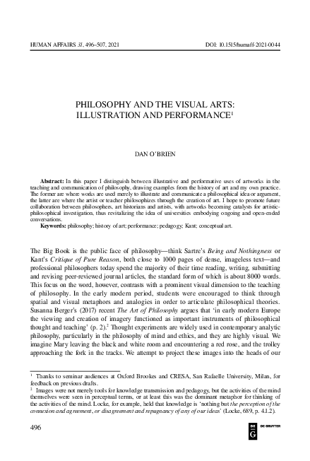 (PDF) Philosophy and the visual arts: Illustration and performance