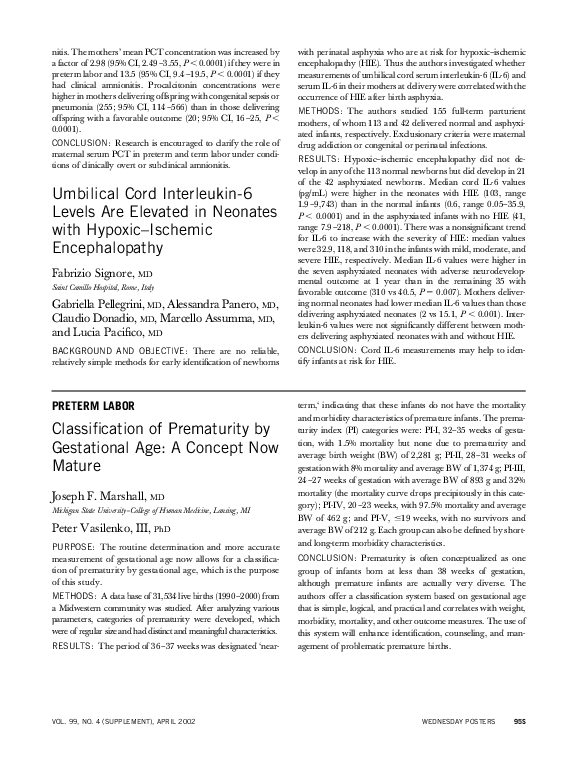 (PDF) Classification of Prematurity by Gestational Age