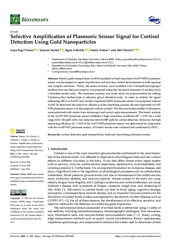 (PDF) Selective Amplification of Plasmonic Sensor Signal for Cortisol ...