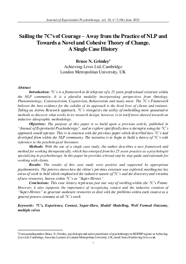 (PDF) Sailing the 7C's of Courage -Away from the Practice of NLP and ...
