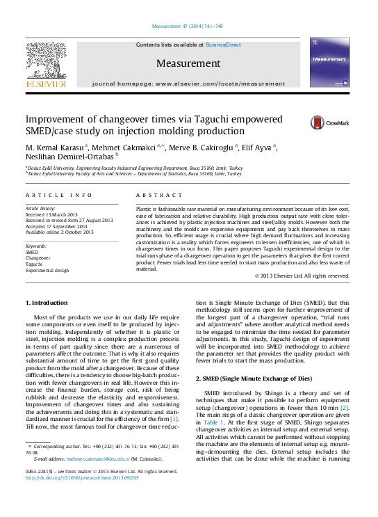 (PDF) Improvement of changeover times via Taguchi empowered SMED/case ...