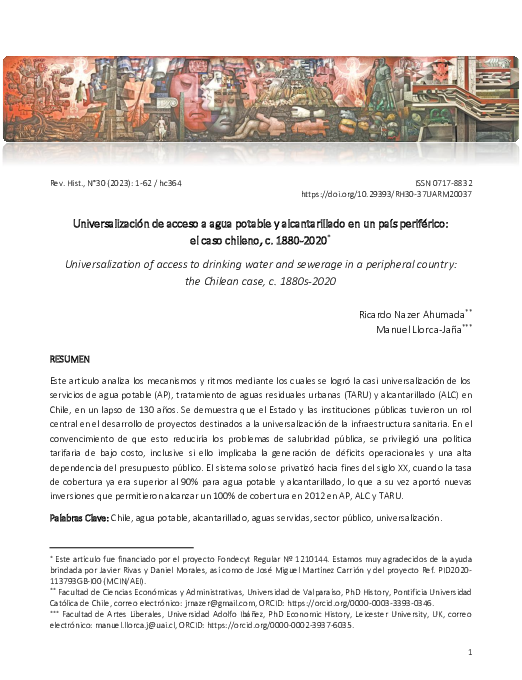 (PDF) Ricardo Nazer & Manuel Llorca-Jaña, “Universalización de acceso a ...