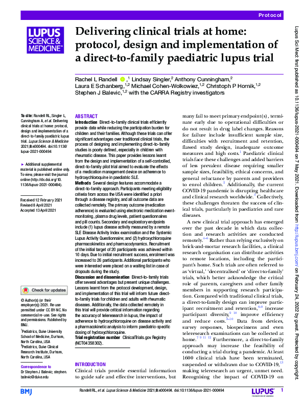 (PDF) Delivering clinical trials at home: protocol, design and ...