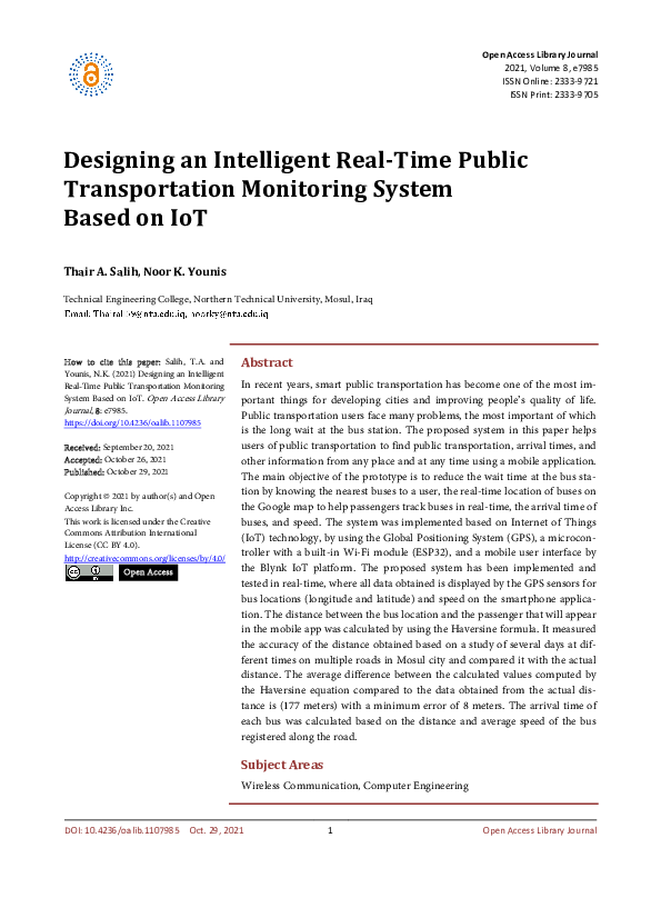 (PDF) Designing an Intelligent Real-Time Public Transportation ...