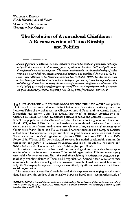 (PDF) The Evolution of Avunculocal Chiefdoms: A Reconstruction of Taino ...