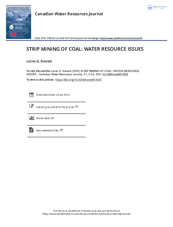 (PDF) Strip Mining of Coal: Water Resource Issues