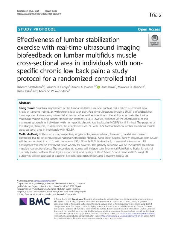 (PDF) Effectiveness of lumbar stabilization exercise with real-time ultrasound imaging ...