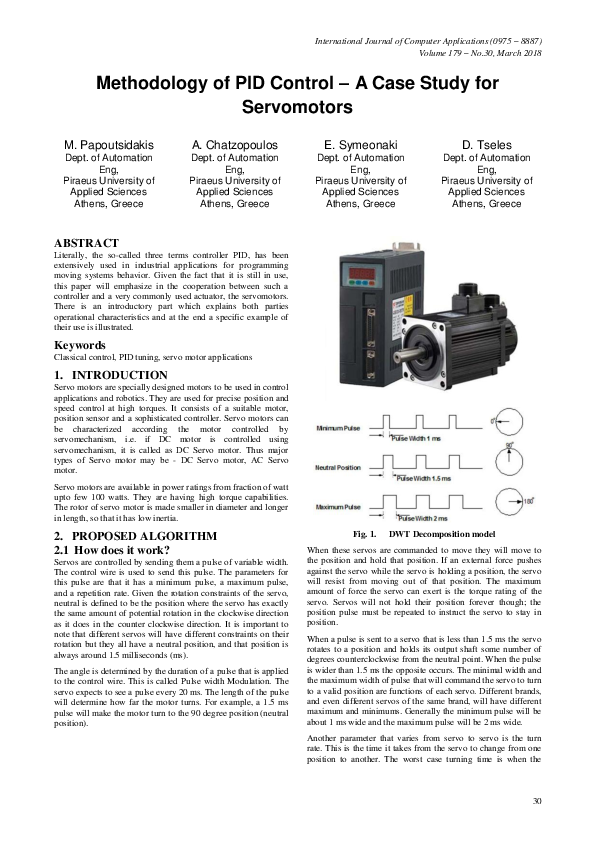 (PDF) Methodology of PID Control – A Case Study for Servomotors