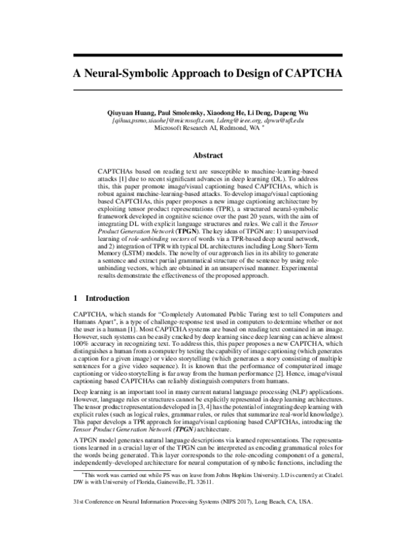(PDF) A Neural-Symbolic Approach to Design of CAPTCHA | Paul Smolensky - Academia.edu