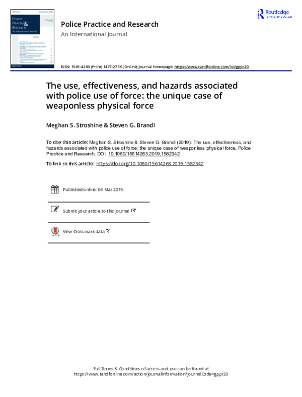 (PDF) The use, effectiveness, and hazards associated with police use of ...