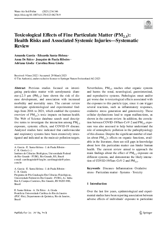 (PDF) Toxicological Effects of Fine Particulate Matter (PM2.5): Health Risks and Associated ...