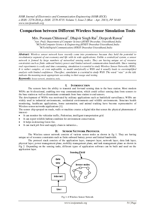 Pdf Comparison Between Different Wireless Sensor Simulation Tool