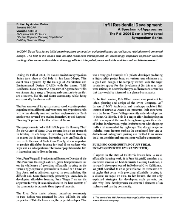 (PDF) Spectrum of Approaches to Infill Development