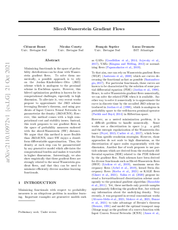 (PDF) Sliced-Wasserstein Gradient Flows