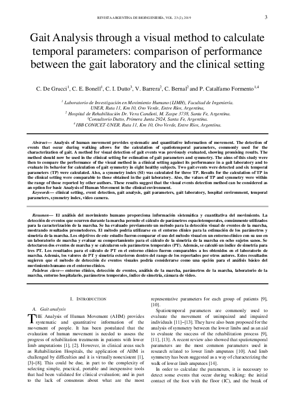 Pdf Gait Analysis Through A Visual Method To Calculate Temporal Parameters Comparison Of