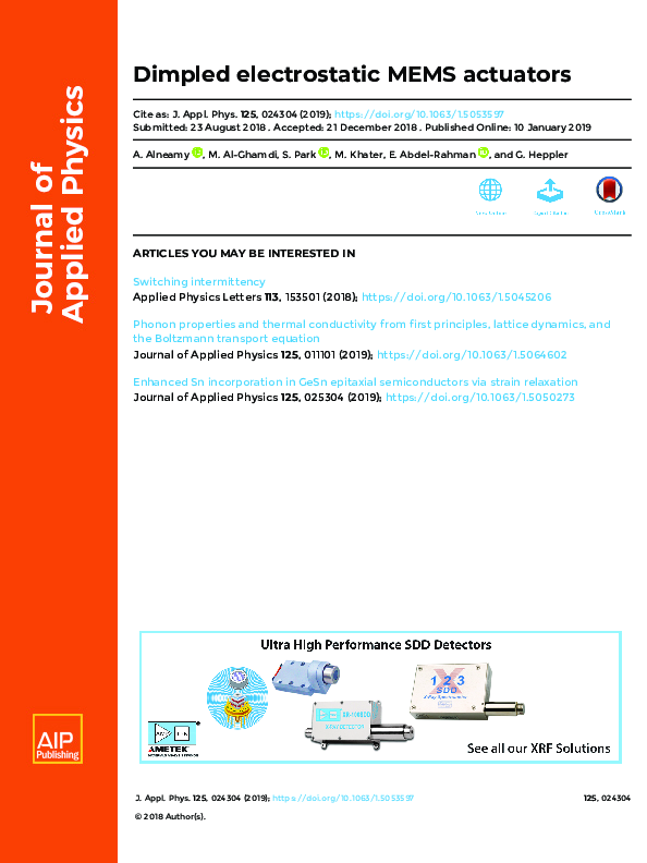 (PDF) Dimpled electrostatic MEMS actuators