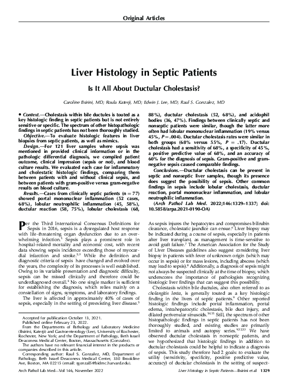 (PDF) Liver Histology in Septic Patients: Is It All About Ductular ...