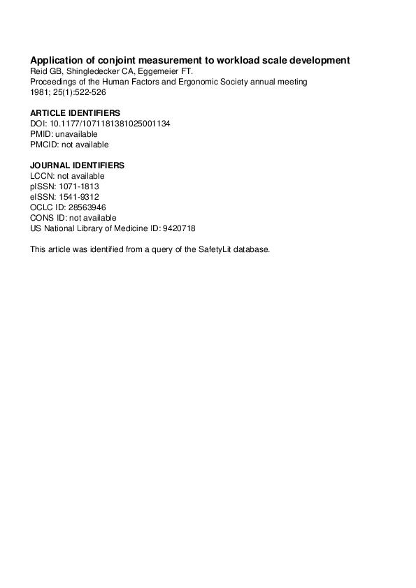 (PDF) Application of Conjoint Measurement to Workload Scale Development ...