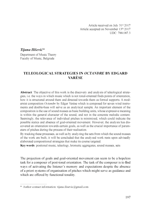 (PDF) Teleological strategies in 'Octandre' by Edgard Varèse
