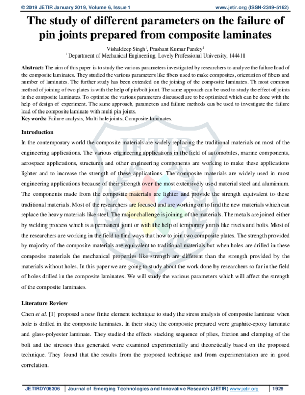 (PDF) The study of different parameters on the failure of pin joints ...