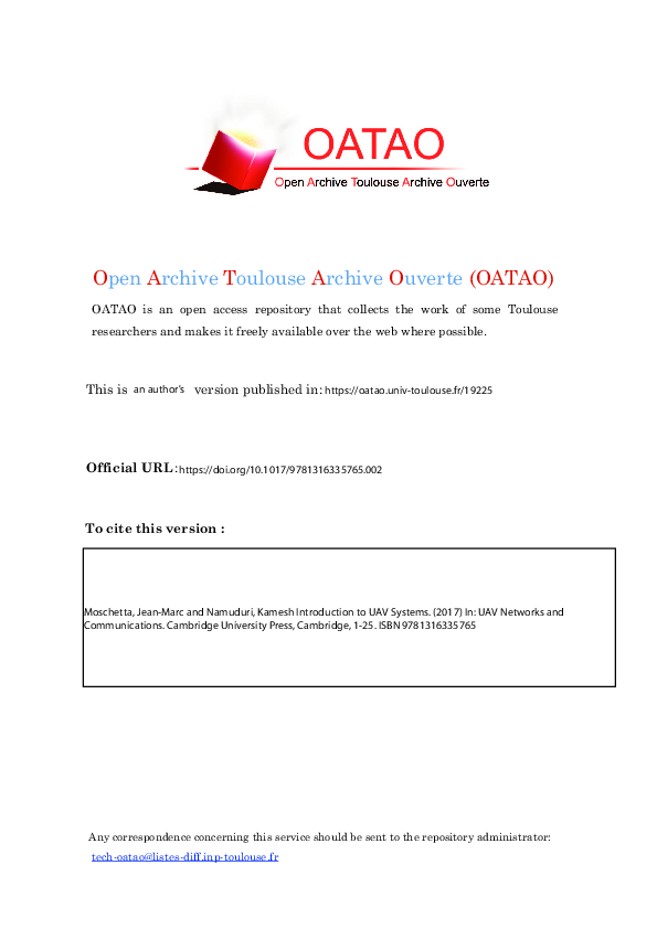 (PDF) Introduction to UAV Systems